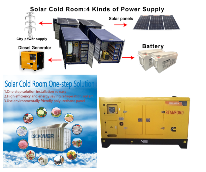 China CSCPOWER solar flake ice machine 5 T with cold room and generator ...